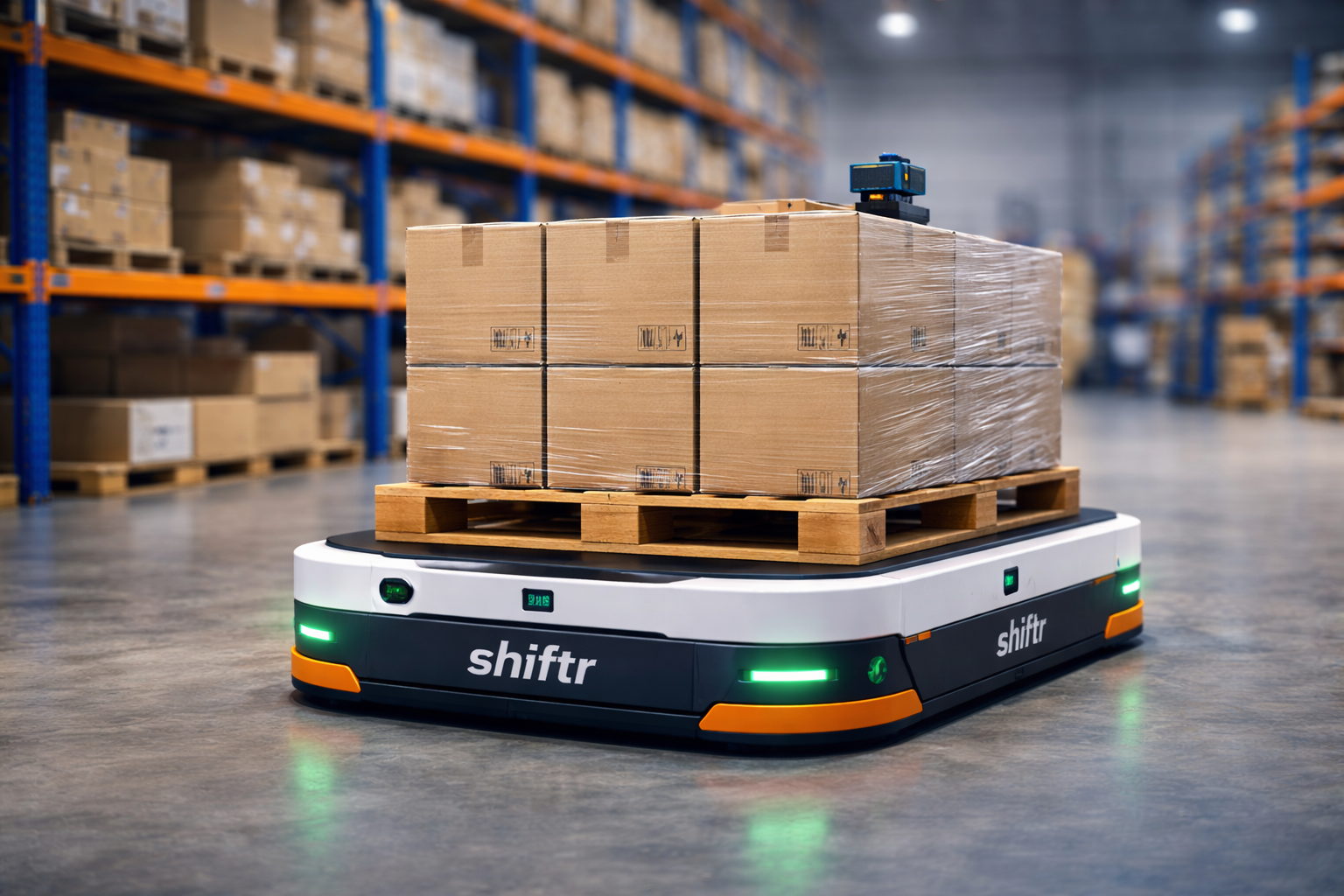 Autonomous mobile robot AMR performing material handling automation and ...