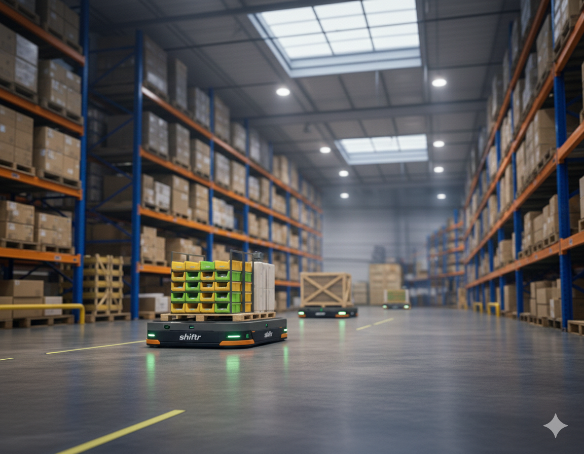 Autonomous mobile robot operating inside a Canadian warehouse facility